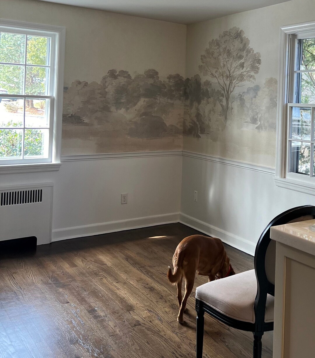 Countryside Wall Mural, Delicate Wall Art, Tree Scenic Wallpaper FUZZY ...