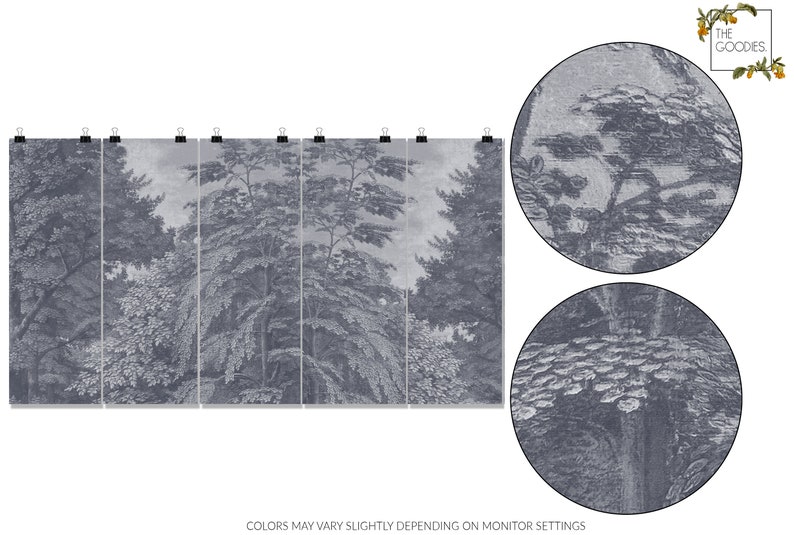 Navy Forest Landscape Wallpaper, Rustic Home Decor - NAVY #238 - Etsy