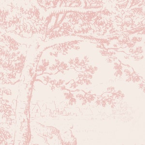 Blush Landscape Wall Mural, Pink Panoramic Wallpaper, Tree and Nature ...