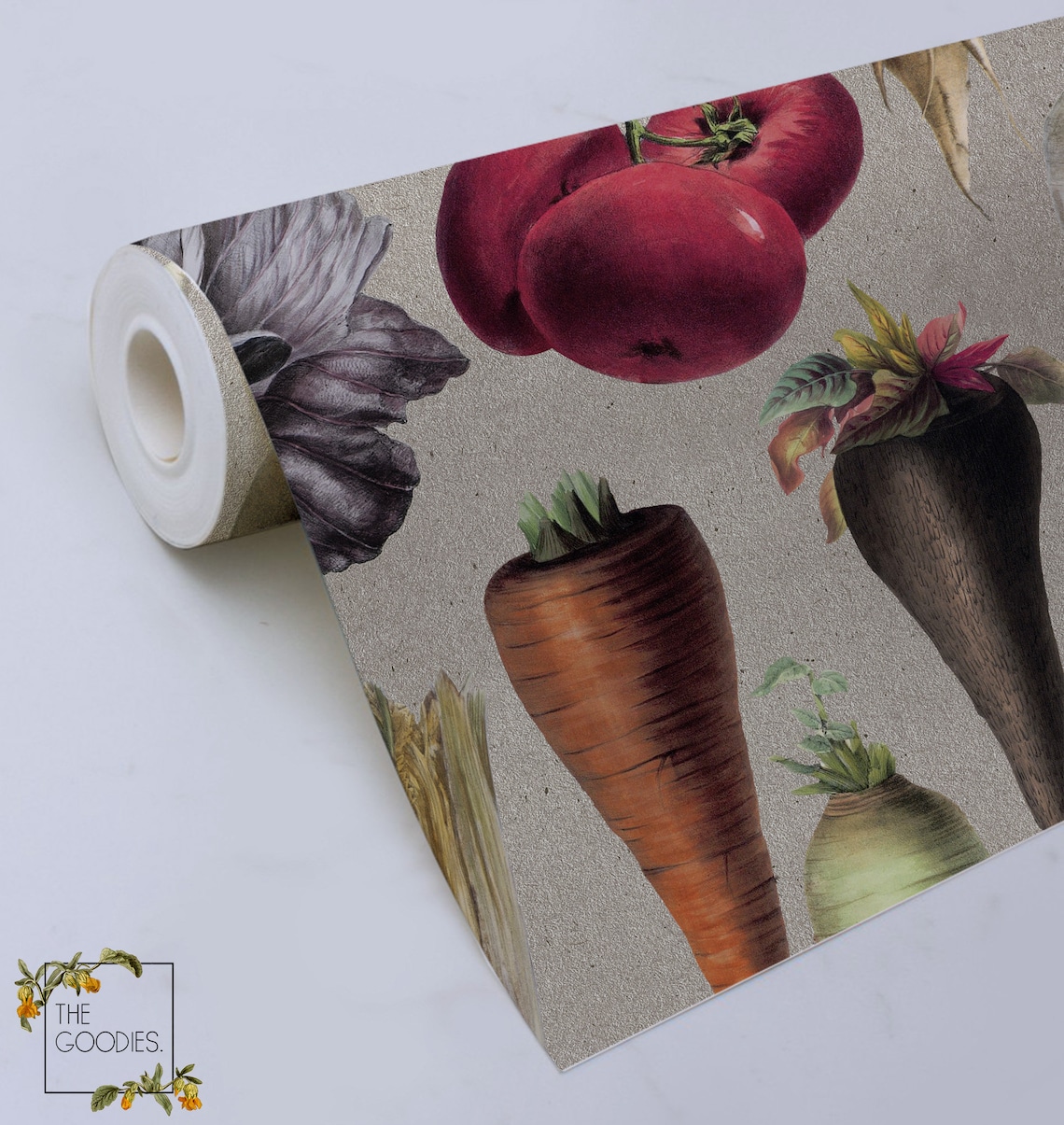 Vegetable Wallpaper, Veggie Print, Kitchen Wall Mural, Removable or ...