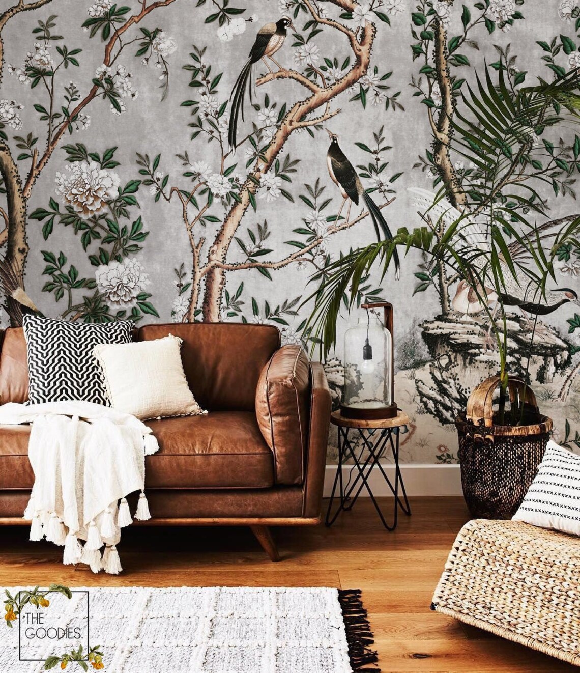 Gray Chinoiserie Wallpaper Chinese Wall Mural Chinoiserie - Etsy