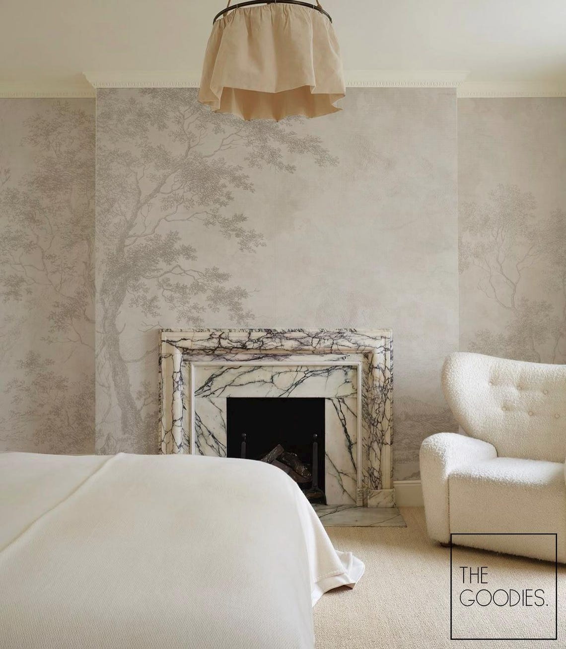 Creamy Panoramic Landscape Wall Mural, Delicate Colors Wallpaper ...