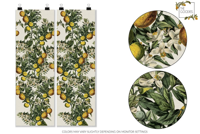 Vintage Lemon Tree Wallpaper: Italian Kitchen Decor, Citrus Grove ...
