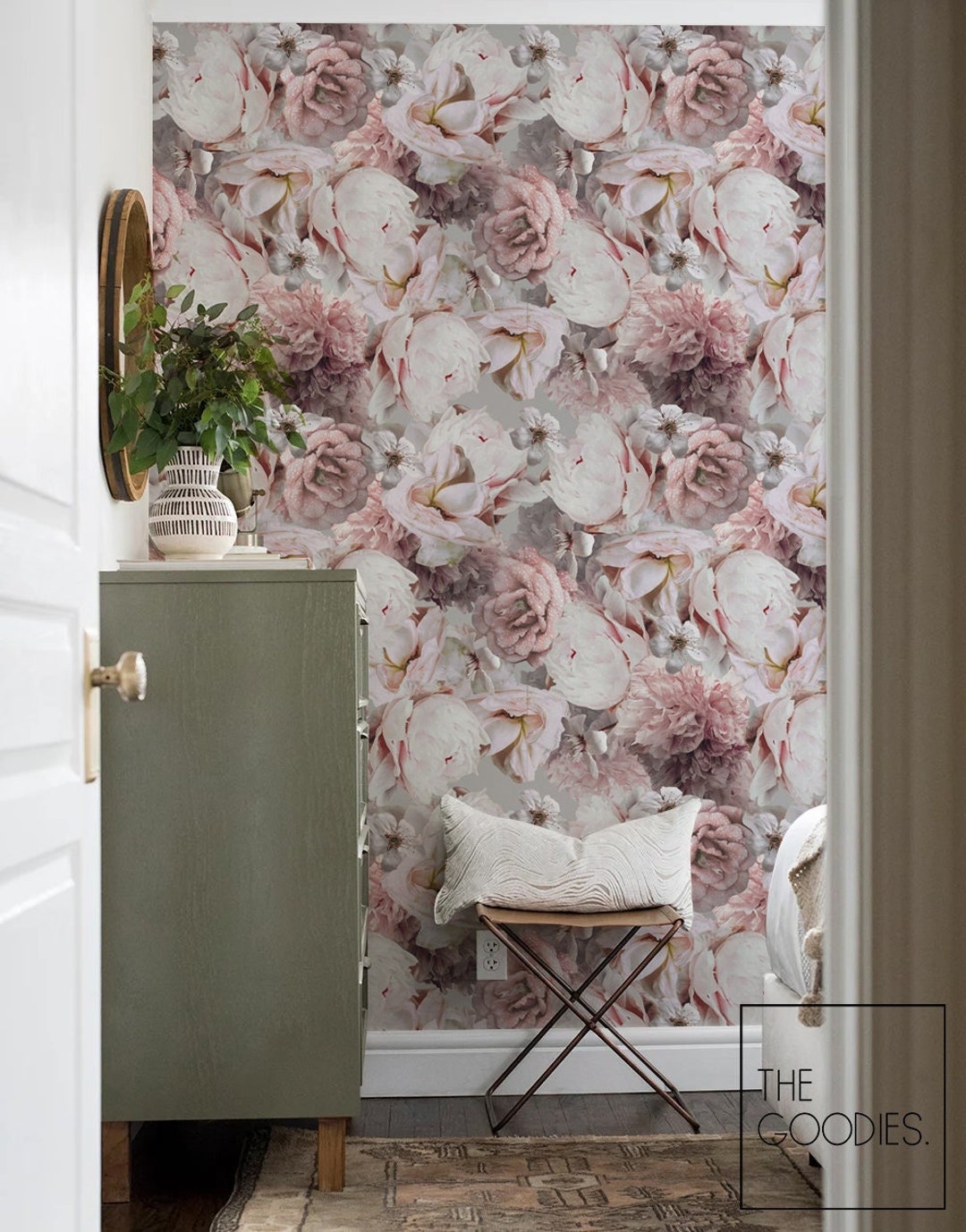 Light Peony Wallpaper, Peonies Wallpaper, Oversized Flowers Print ...