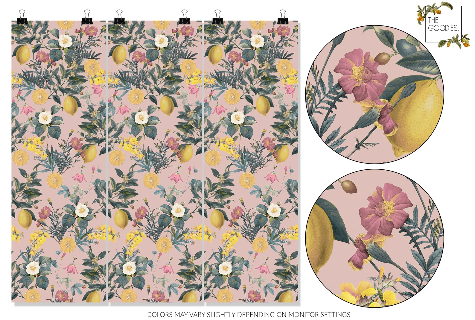 Muted Pink Floral Wallpaper Botanical Wall Art Floral Wall | Etsy