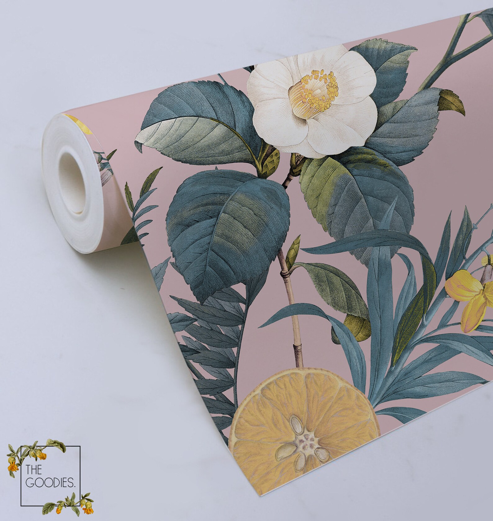 Muted Pink Floral Wallpaper Botanical Wall Art Floral Wall | Etsy