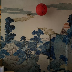 Japanese Art Wallpaper, Asian Landscape Art, Japanese Wall Art, Blue ...
