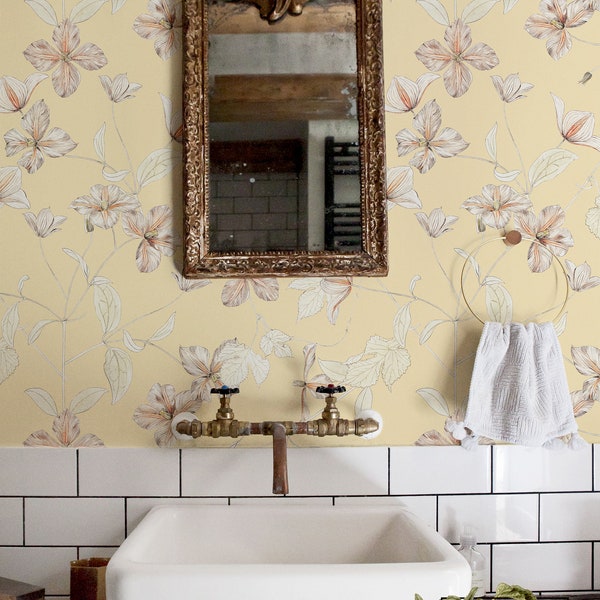 Muted Floral Wallpaper - Etsy