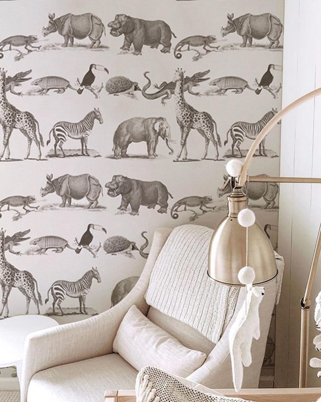 Vintage Safari Animals Wallpaper, Fauna Print #216 - Etsy