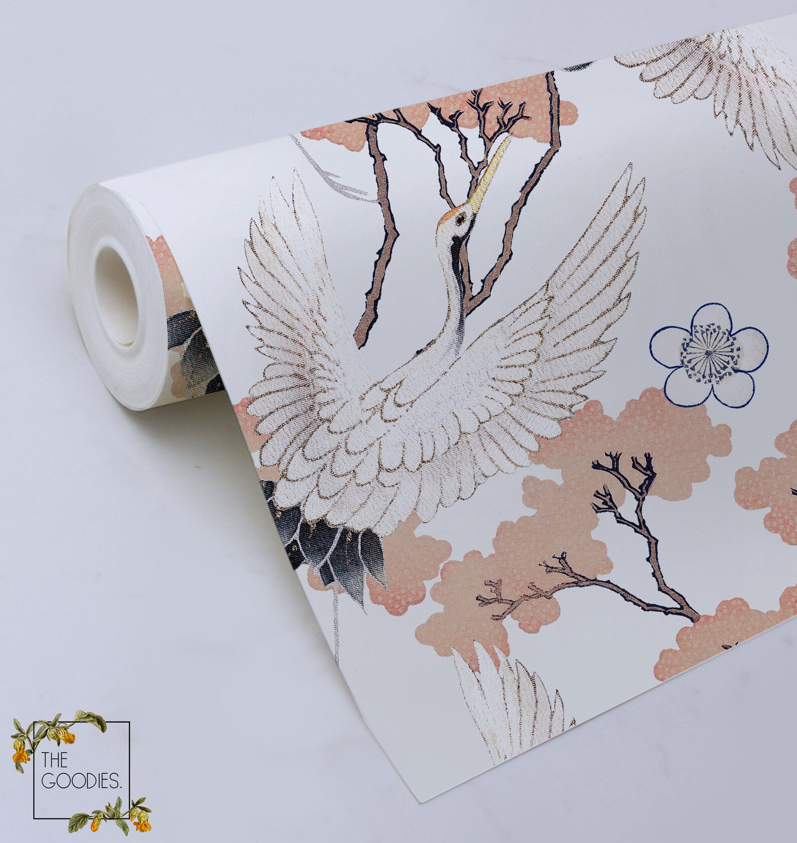 Cranes Wallpaper Light Crane Wall Mural Cranes Print | Etsy