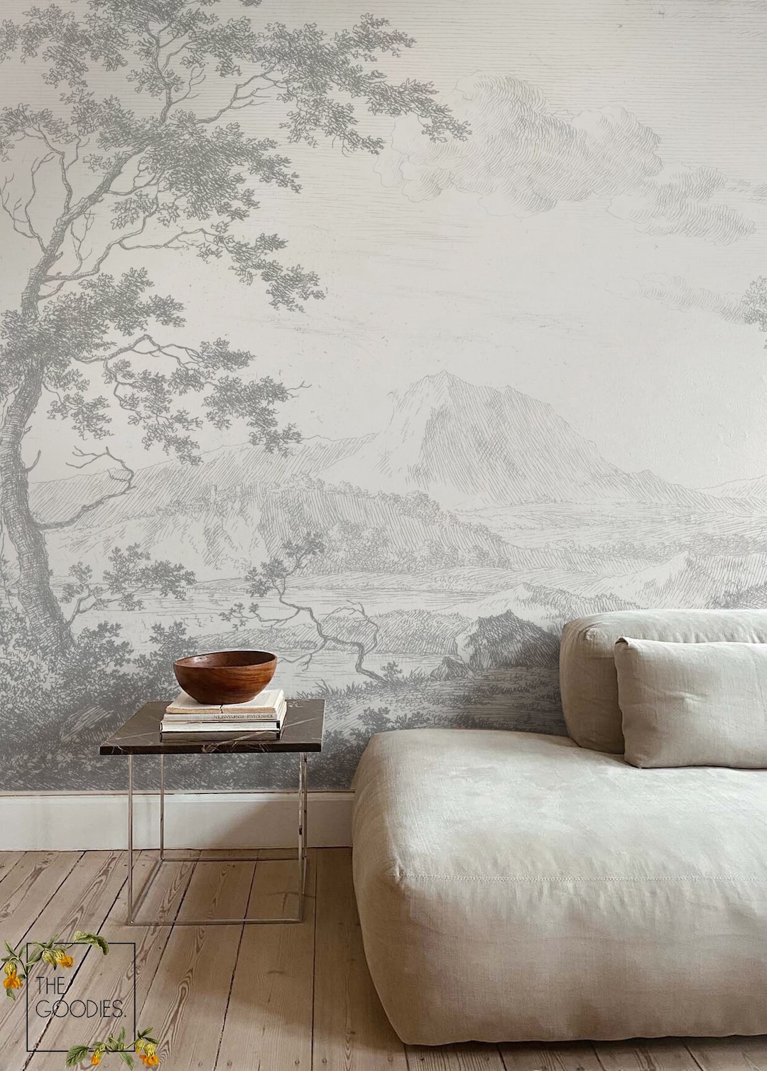Panoramic Landscape Wall Mural, Soft Colors Wallpaper MOUNTAIN 213 - Etsy