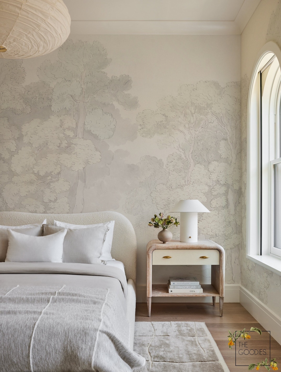 Minimalist Trees Wall Mural Landscape Wallpaper Daylight 225 Etsy