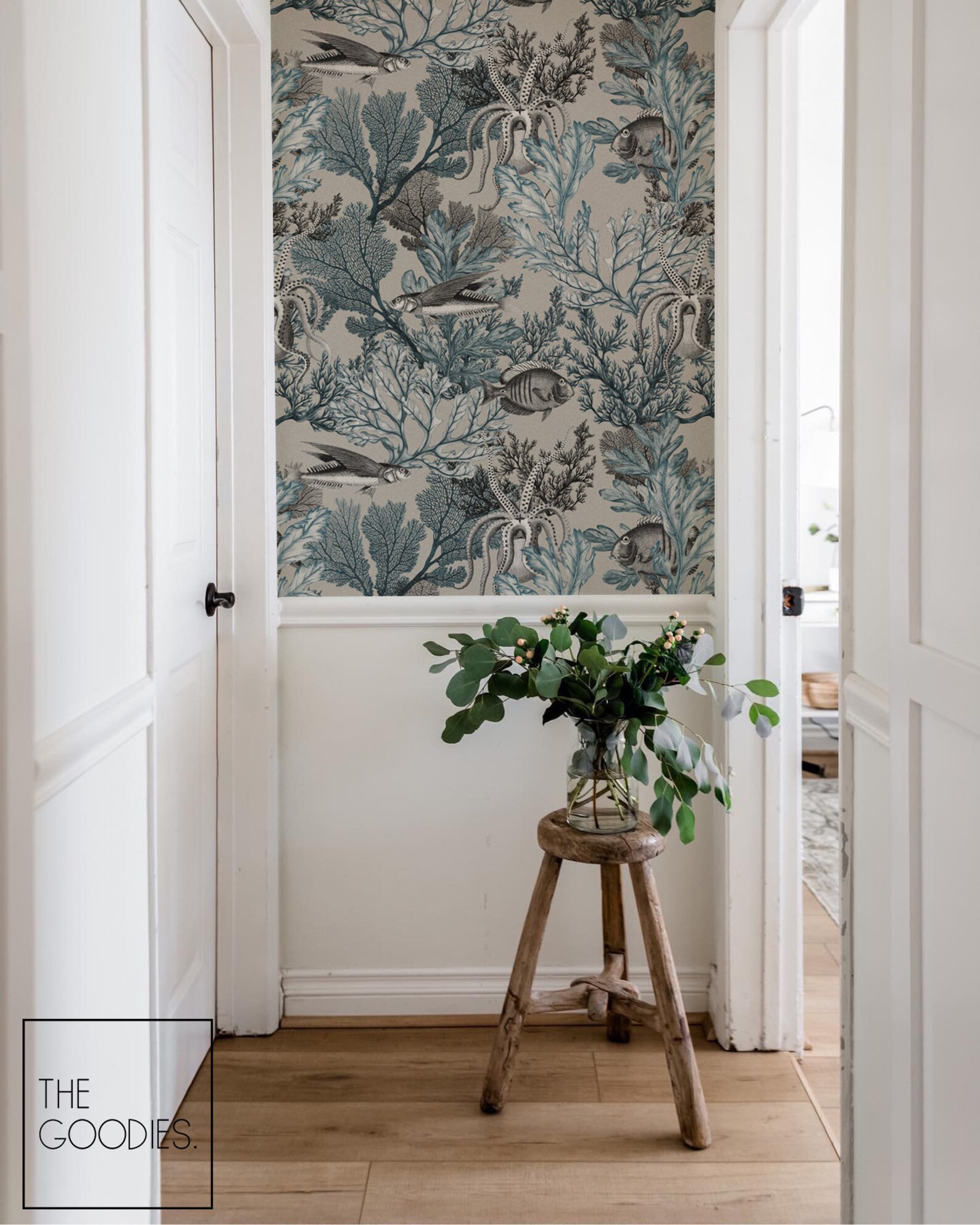 Blue Marine Wallpaper, Coral Wall Mural, Coastal Decor - CORAL #239 - Etsy