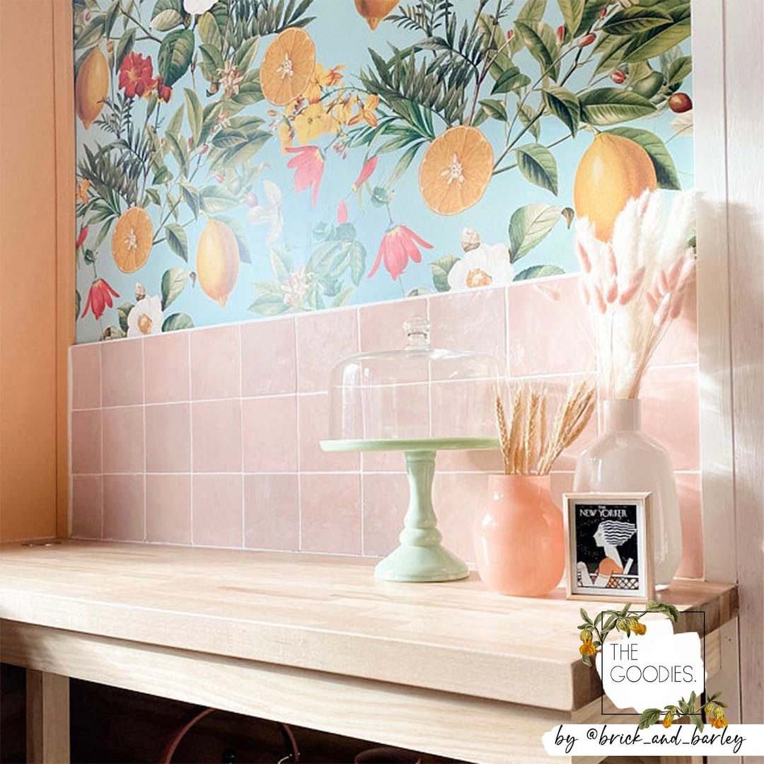 Juicy Wallpaper, Removable and Traditional, Lemon Wallpaper, Botanical ...