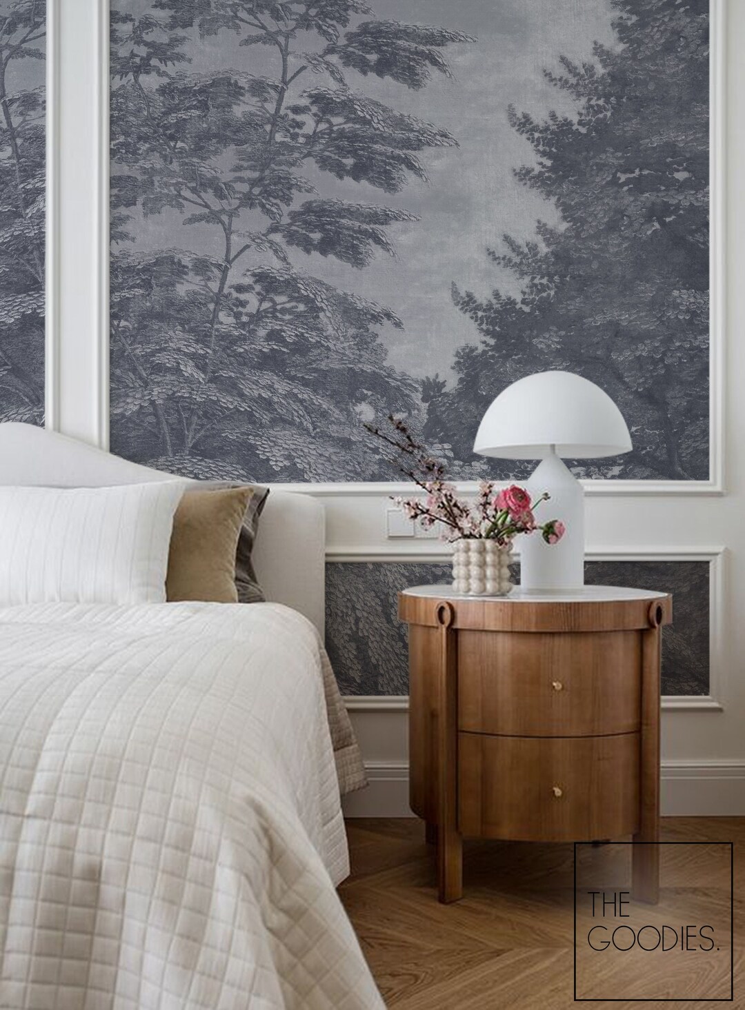 Navy Forest Landscape Wallpaper, Rustic Home Decor - NAVY #238 - Etsy