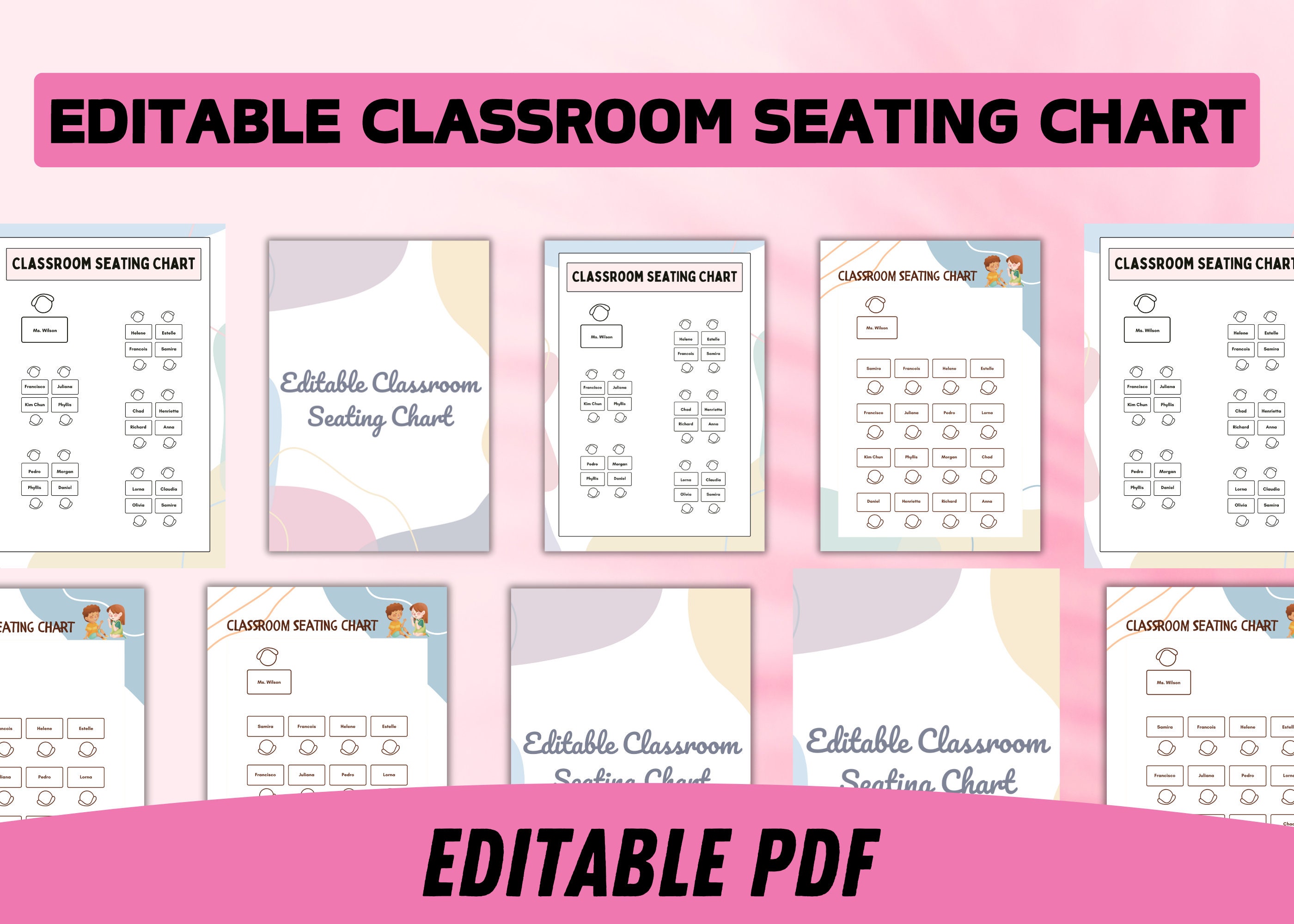 Editable Classroom Seating Chart, Printable PDF, Customizable Teacher ...