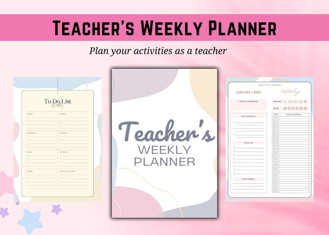 Teachers Weekly Planner, Printable Weekly Planner for Teachers ...