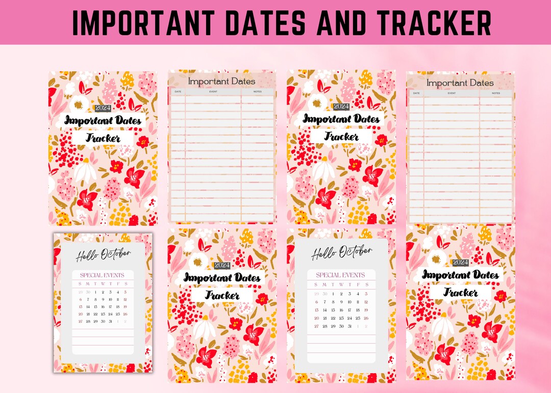 Student Important Dates Tracker, Dates Tracker for High School Students ...