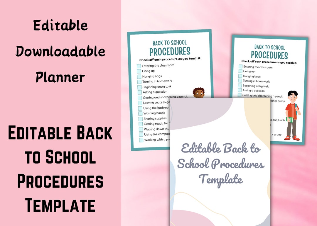Editable Back to School Procedures Template, CANVA Personalised ...