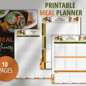 Meal Planner Printable Template, Organized Grocery List for Easy Meal ...