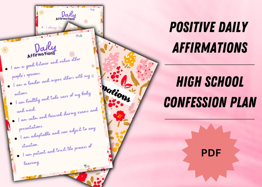 Teenage Daily Affirmations Printable: High School Confidence (digital ...