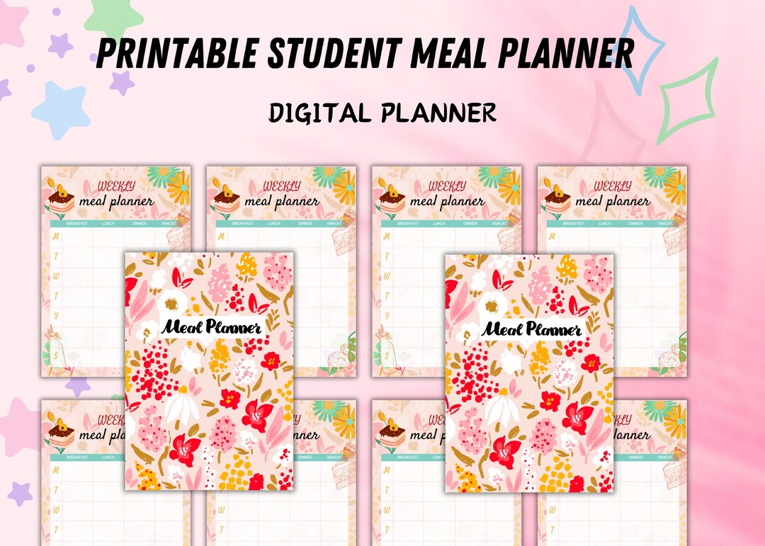 Student Weekly Meal Planner: Printable Grocery List (PDF) - Etsy