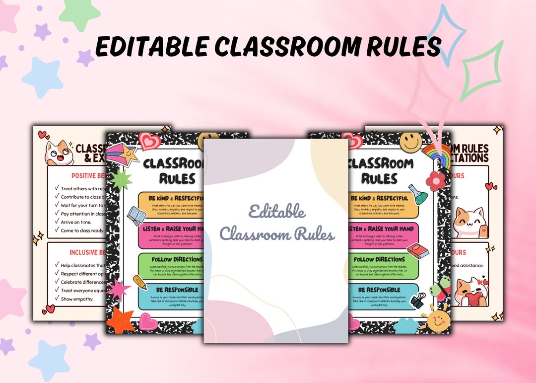 Editable Classroom Rules, Canva Editable Digital Product, Editable ...