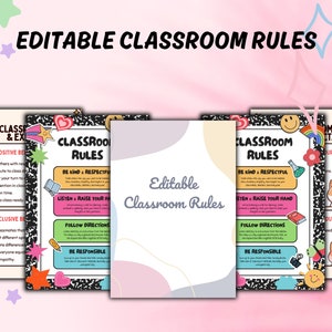 Editable Classroom Rules, Canva Editable Digital Product, Editable ...