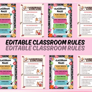 Editable Classroom Rules, Canva Editable Digital Product, Editable ...