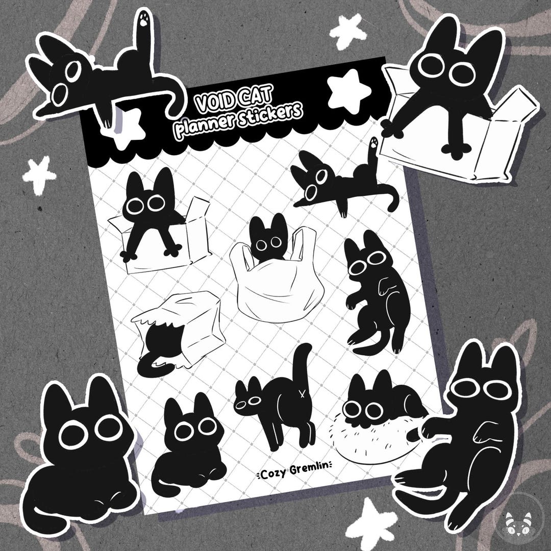 Void Cat Sticker Sheet Glossy Laminate 4.5 X 6 Inches - Etsy