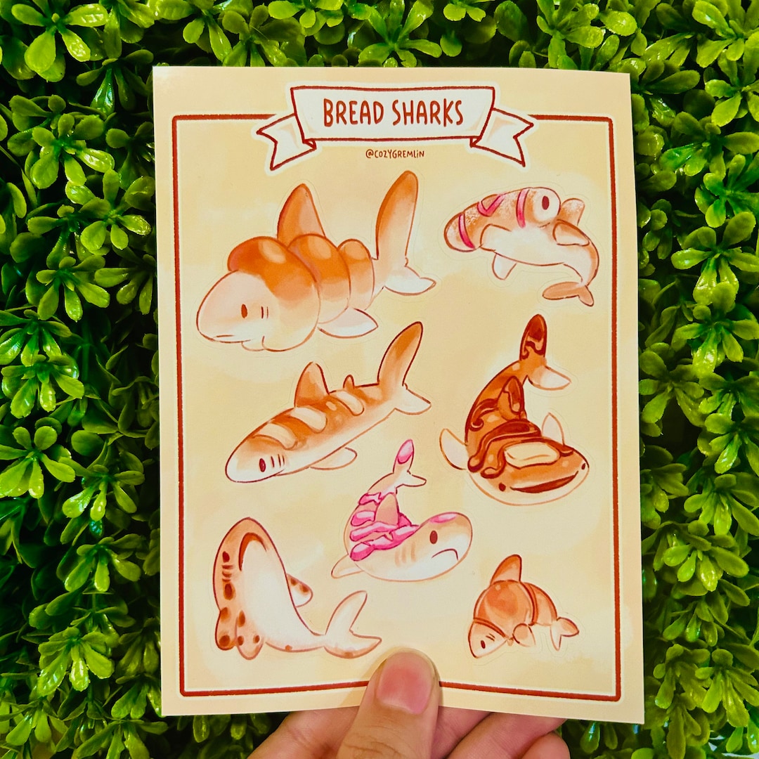 Bread Shark Art Print 5x7 Inch - Etsy