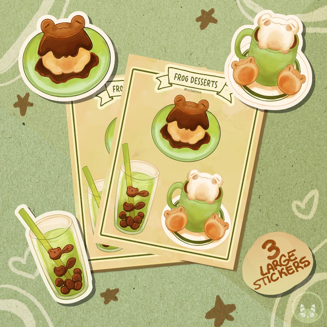Frog Dessert Cafe Sticker Sheet | Food Stickers - Kawaii Stickers ...