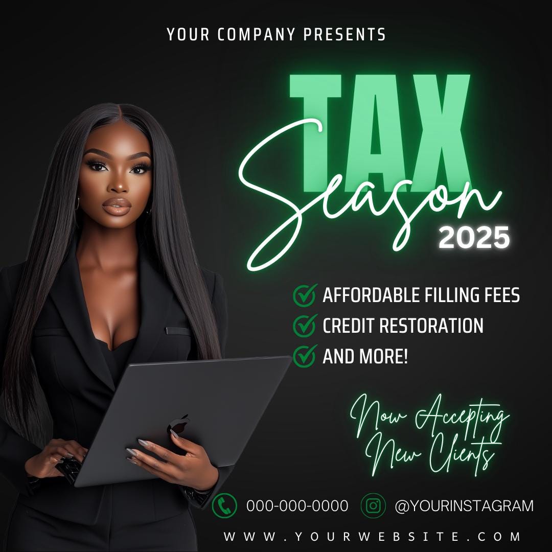 Tax Season Social Media Bundle for Canva | Tax Preparer Marketing ...
