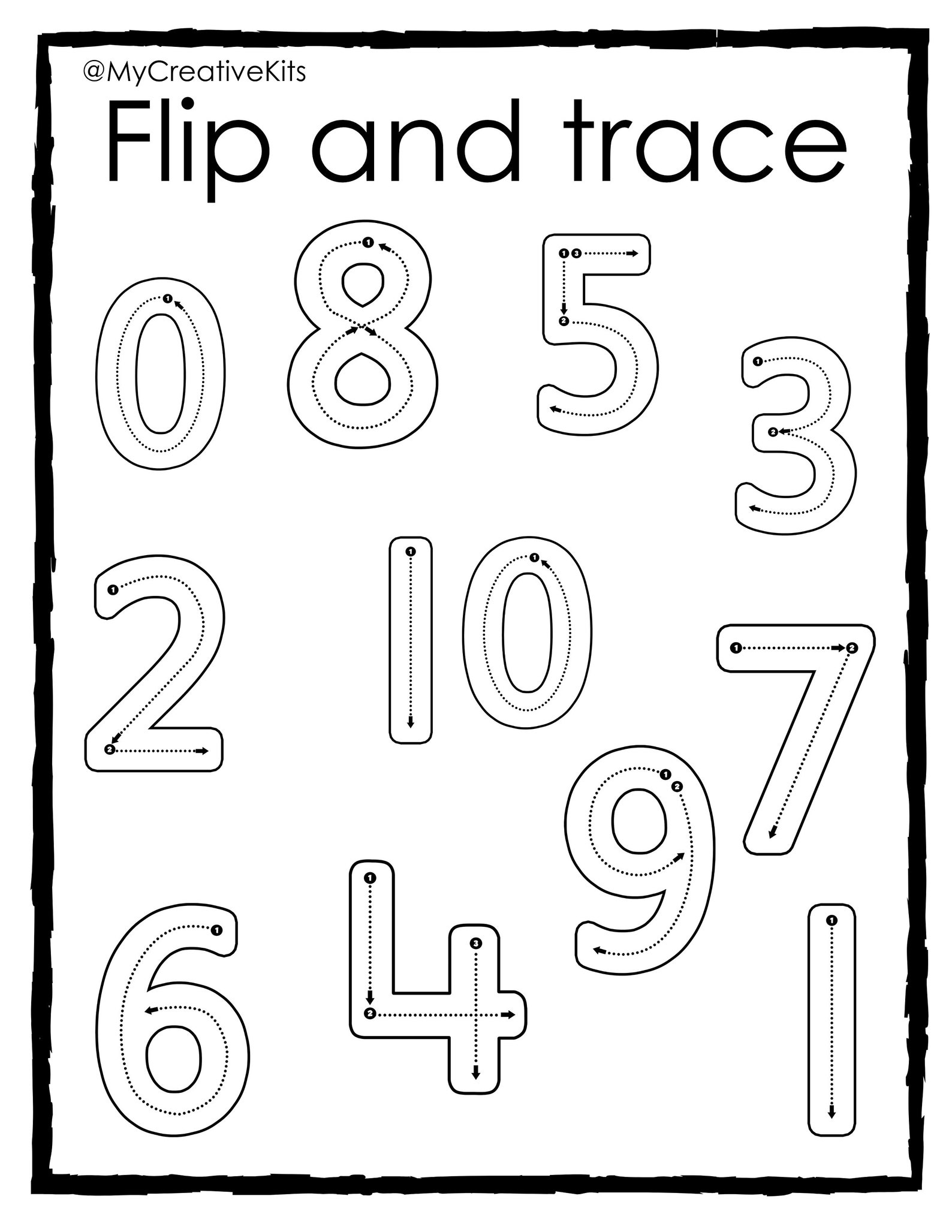 Number Learning Printable Numbers 1-10 Worksheet Preschool - Etsy
