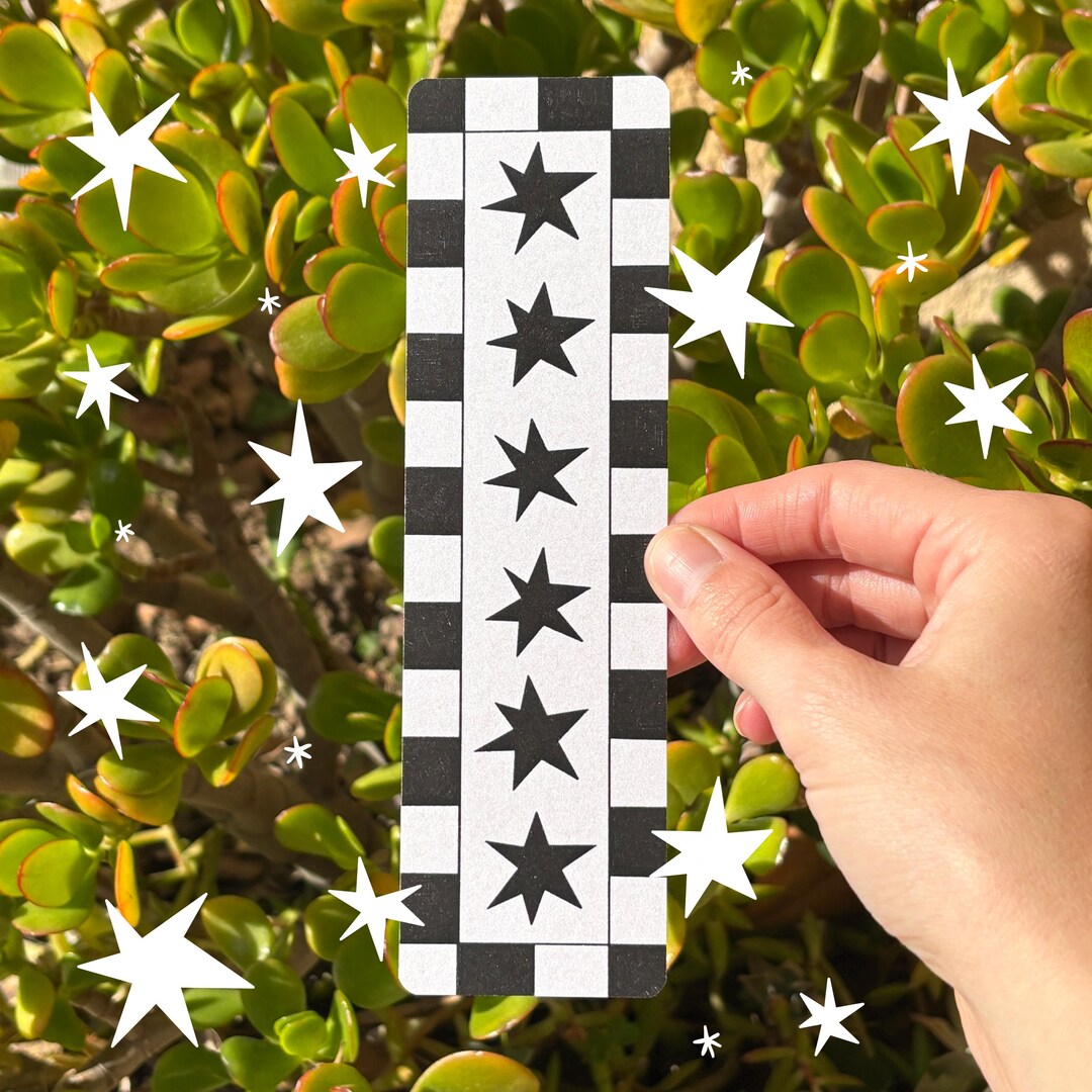 Shimmer Star Bookmark | Checkered Bookmark | Minimalist Bookish Vibe ...