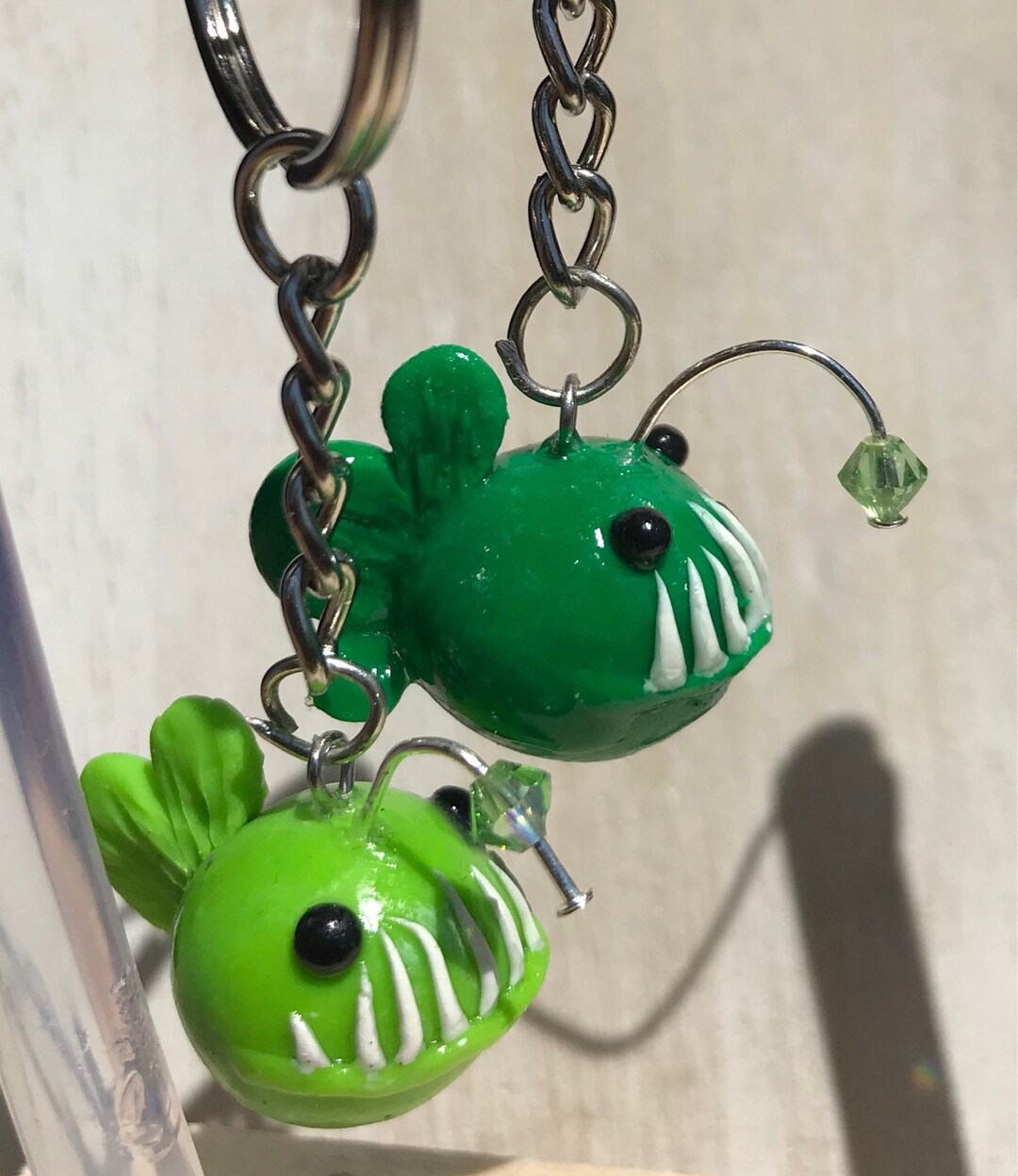 Angler Fish NECKLACE/KEYCHAIN, Multicolor Fish, Crystal Light, Nautical ...
