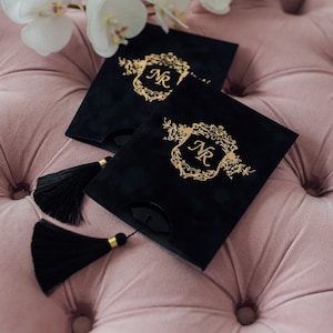 Luxury Black Velvet Envelope and Elegant Acrylic Wedding Invitation ...