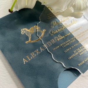 Custom Baptism Invitation Set | Christening Velvet Envelope | Acrylic ...