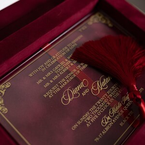 Luxury Red Velvet Wedding Invitation Box Suede | Acrylic Card Invites ...