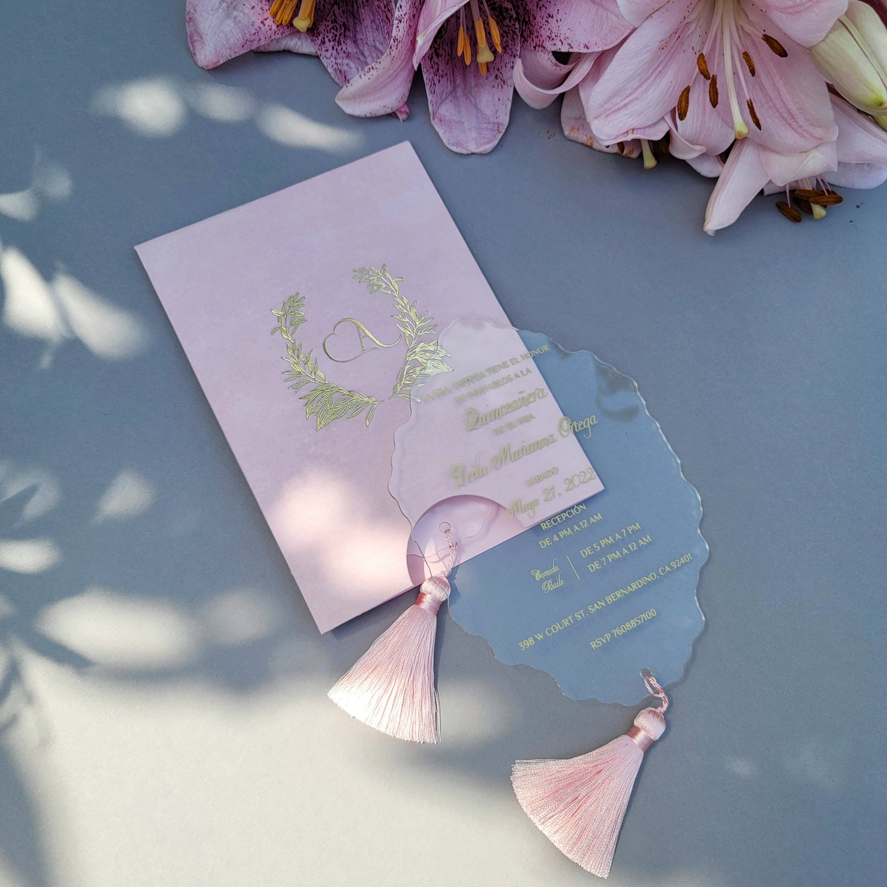 Mirror Invitation With Velvet Envelope Luxury Quinceanera - Etsy