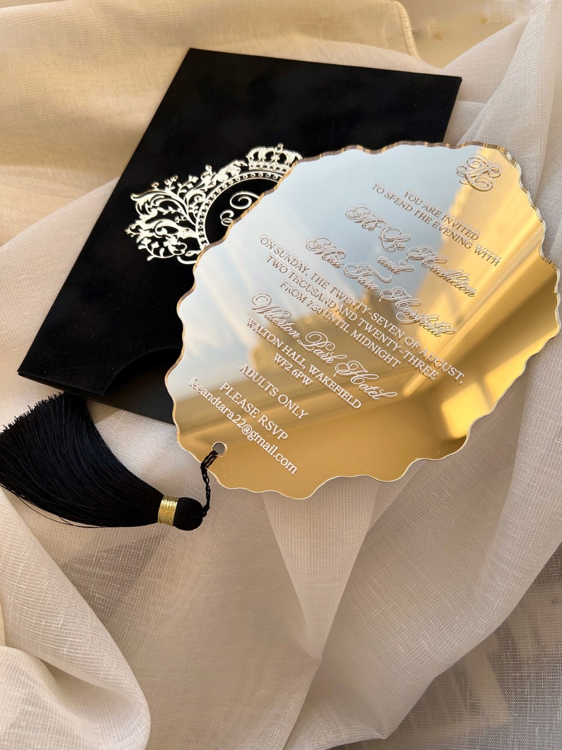 Luxury Black Velvet Envelope and Elegant Acrylic Wedding Invitation ...