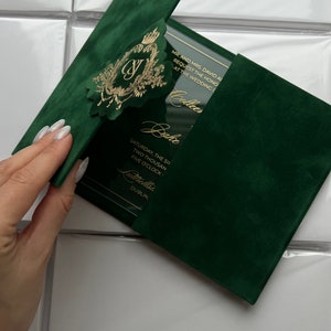 Velvet Pocket Wedding Invitation Suite | Customizable Acrylic Trifold ...