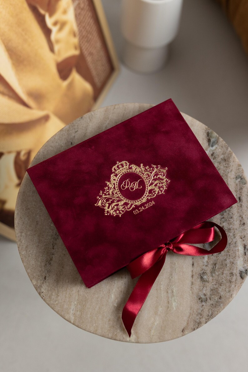 Luxury Red Velvet Wedding Invitation Box Suede | Acrylic Card Invites ...