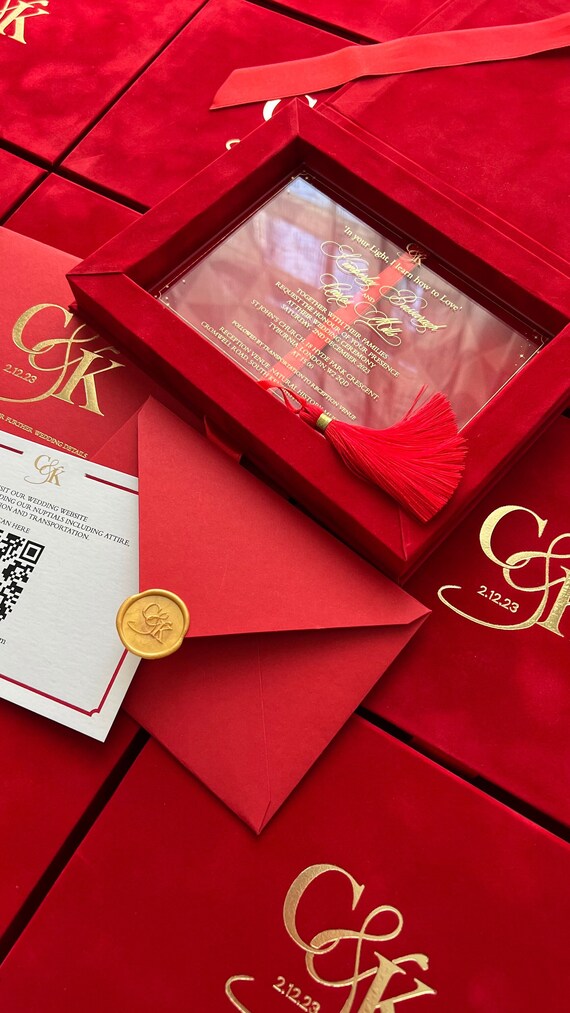 Victorian Red Wedding Invitation Set