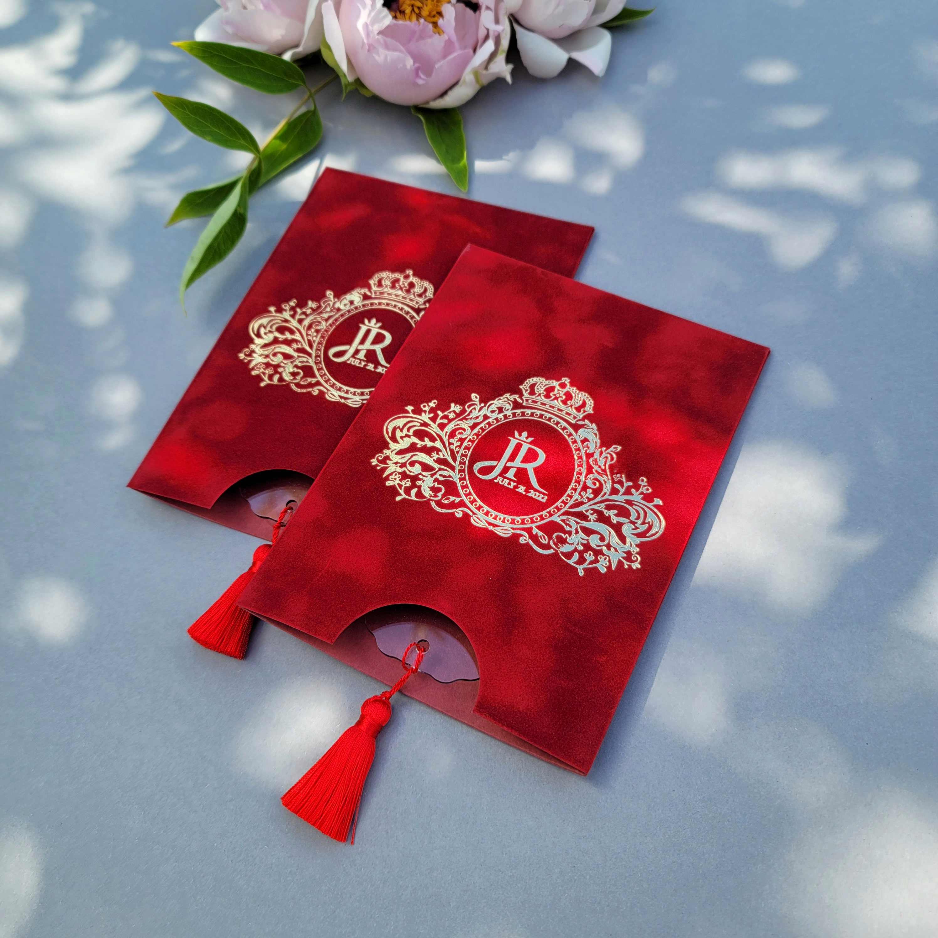 Red Clear Acrylic Wedding Invitations | Luxury Velvet Wedding ...