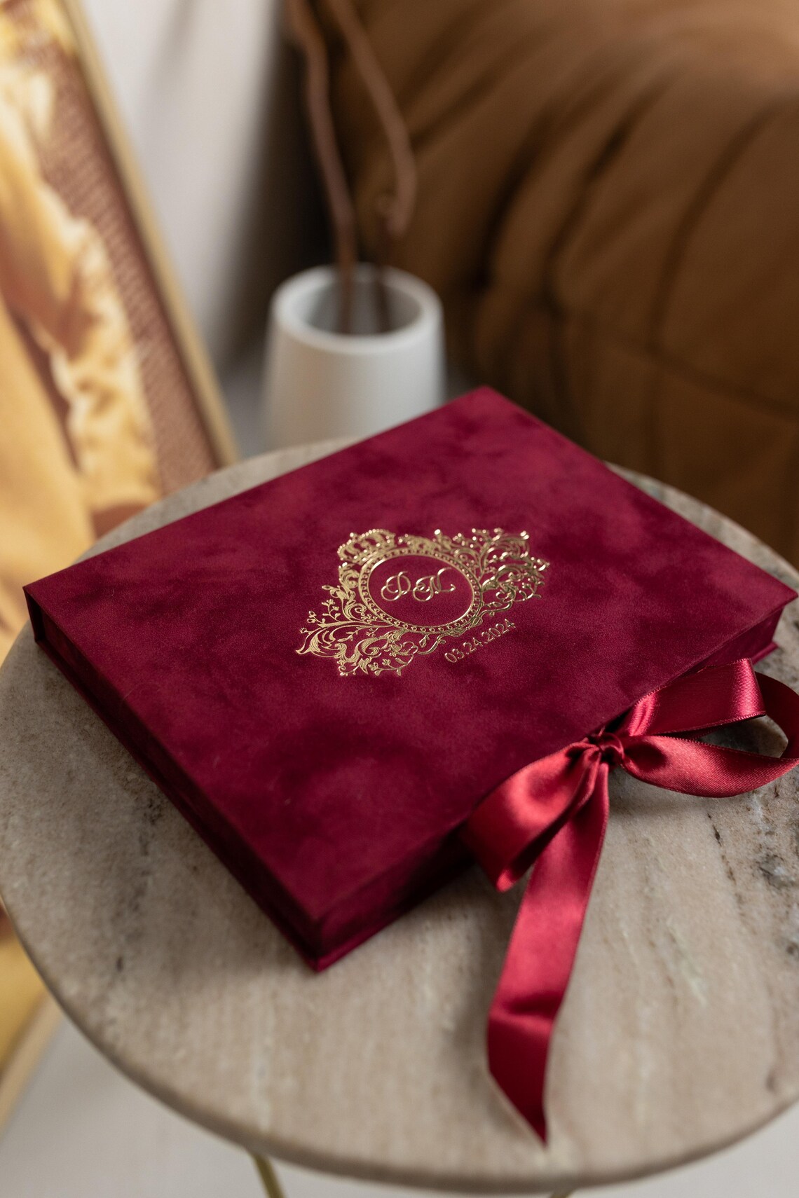 Luxury Red Velvet Wedding Invitation Box Suede | Acrylic Card Invites ...
