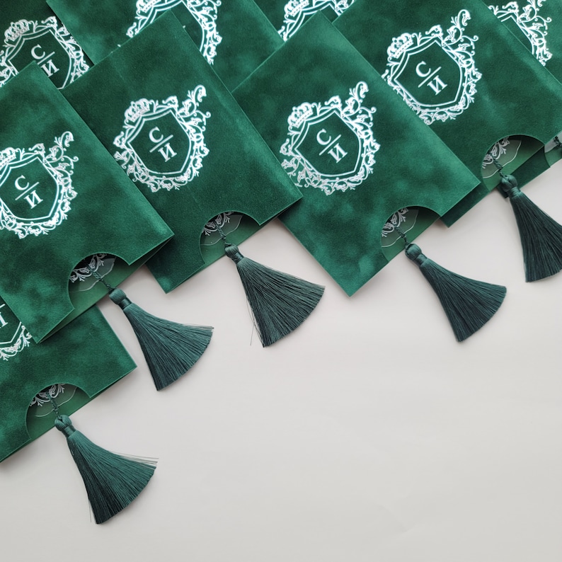 Wedding Invitation | Luxury Green Velvet Envelope | Elegant Acrylic ...