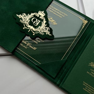 Velvet Pocket Wedding Invitation Suite | Customizable Acrylic Trifold ...