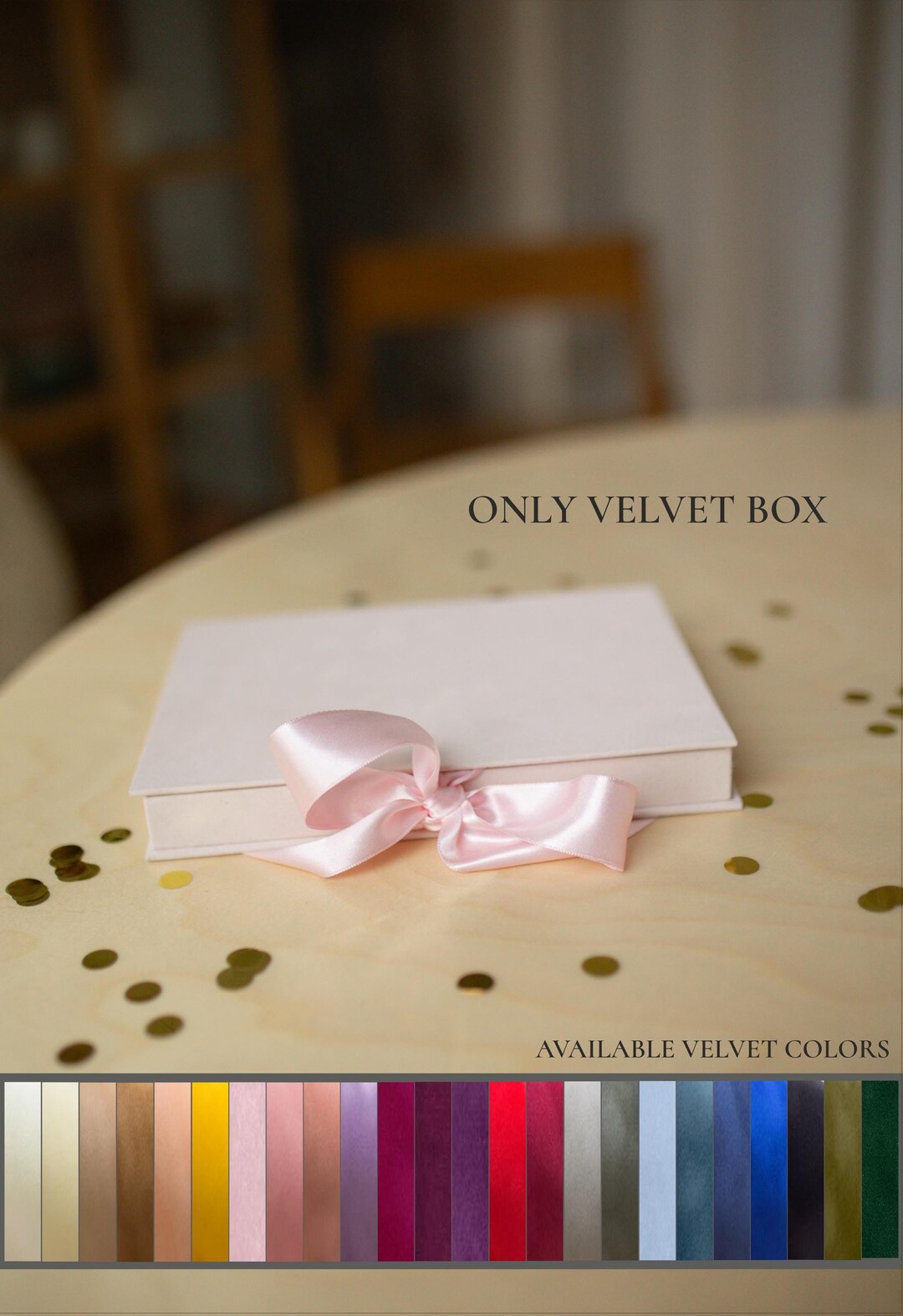 Pink Velvet Box for Invitation Card | Gold Foil Custom Monogram ...