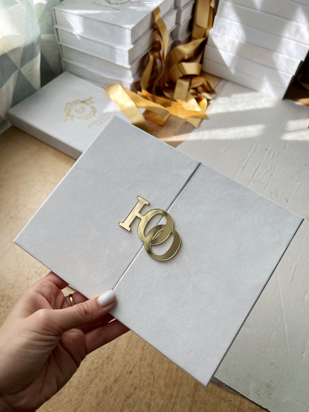 Crystal Wedding Invitation Suede | Luxury White Velvet Envelope ...